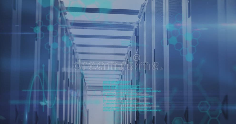 Image of Scientific Data and Lights Over Servers Stock Image - Image of ...