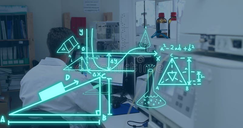 Image of Scientific Data Processing Over Caucasian Male Scientist in ...