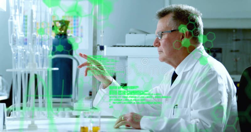 Image of Scientific Data Processing Over Caucasian Male Scientist in ...