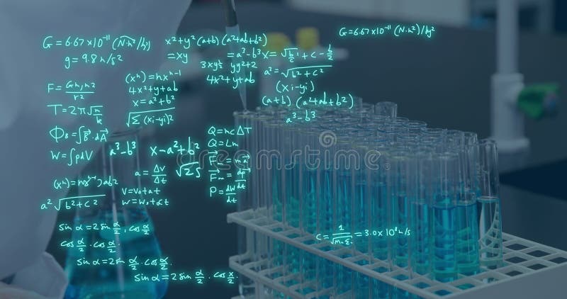 Image of Scientific Data Processing Over Test Tubes in Laboratory Stock ...