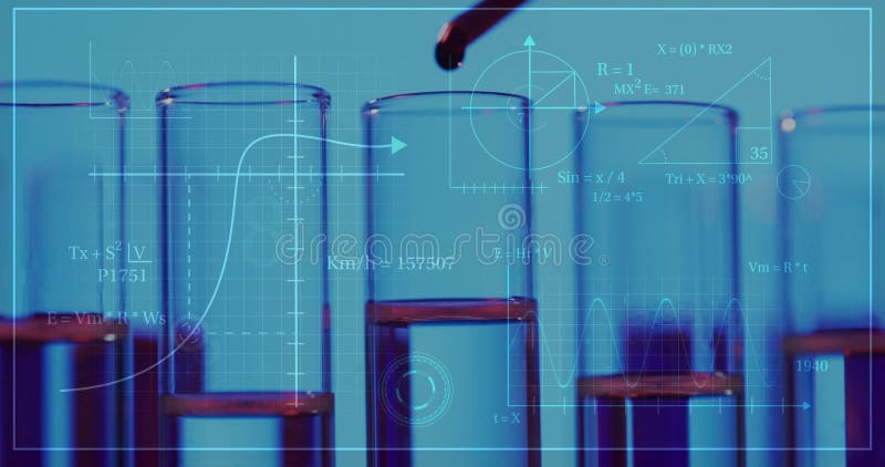 Image of Scientific Data Processing Over Test Tubes in Laboratory Stock ...