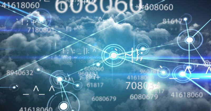 Image of Scientific Data Processing and Web of Connections Over Cloudy ...
