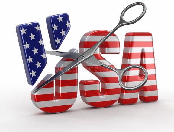 Scissors and Text USA with Flag. Image with Clipping Path Stock ...