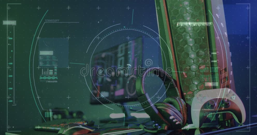 Image of Scope and Data Processing Over Image Game Computer Equipment ...