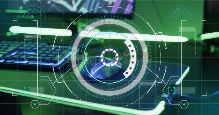 Image of Scope and Data Processing Over Image Game Computer Equipment ...