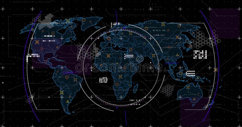 Image of Scope and Data Processing Over World Map Stock Illustration ...