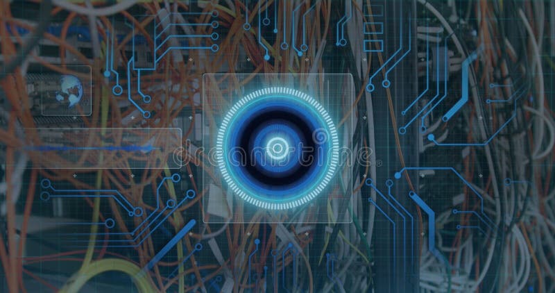 Image of Scope Scanning, Circuit Board and Data Processing Over Cables in Computer Server Stock ...