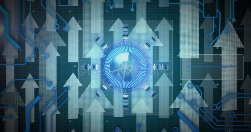 Image of Scope Scanning, Circuit Board Elements with White Arrows on ...