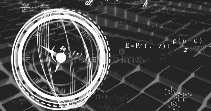 Image of Scope Scanning with Clock Over Mathematical Equations on Black ...