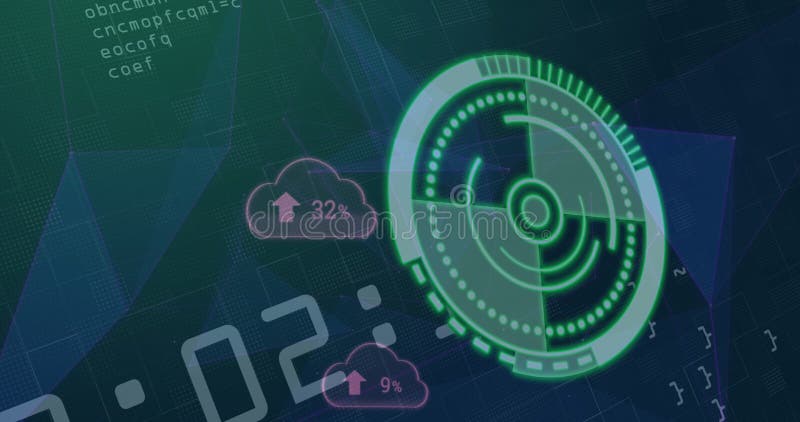Image of Scope Scanning and Cloud Icons Over Data Processing Stock ...