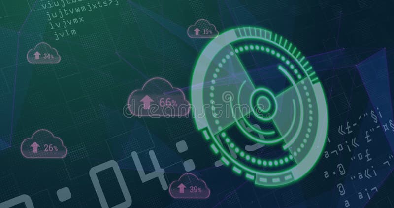 Image of Scope Scanning and Cloud Icons Over Data Processing Stock Illustration - Illustration ...