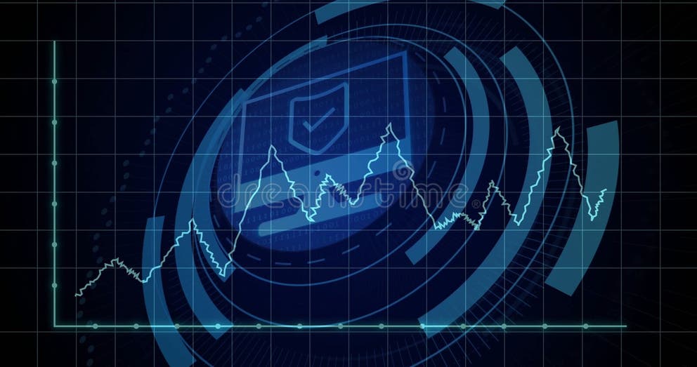 Image of Scope Scanning and Computer with Shield Over Diagram Stock ...