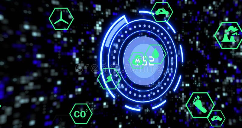 Image of Scope Scanning with Data Processing Abd Icons Over Moving Columns Stock Illustration ...