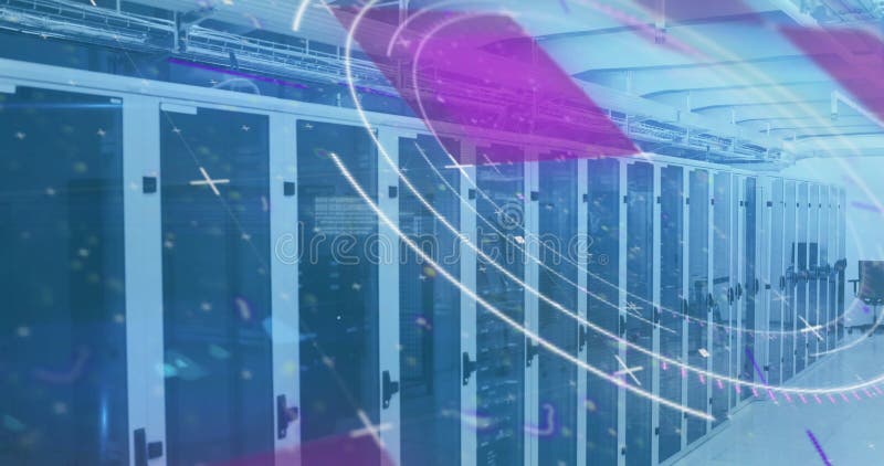 Image of Scope Scanning and Data Processing with Computer Servers in Background Stock Photo ...