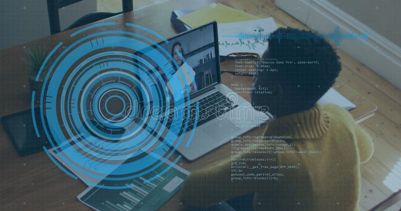 Image of Scope Scanning and Data Processing Over African American Woman ...