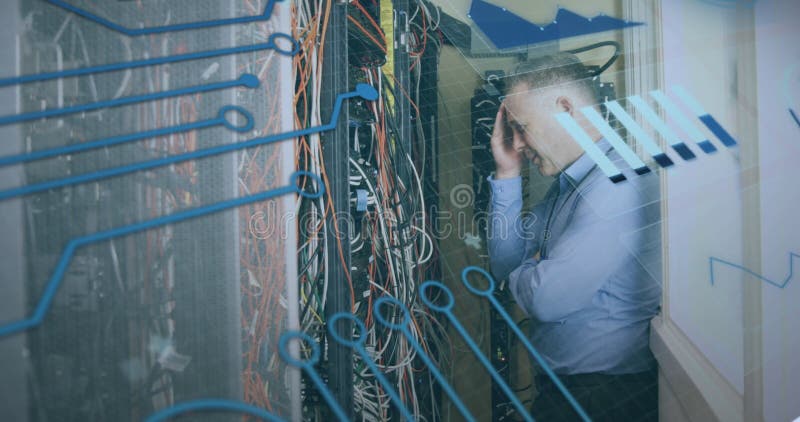 Image Of Scope Scanning And Data Processing Over Caucasian It Man