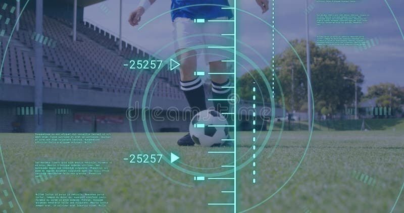 Image of Scope Scanning and Data Processing Over Caucasian Man Playing Football Stock Image ...