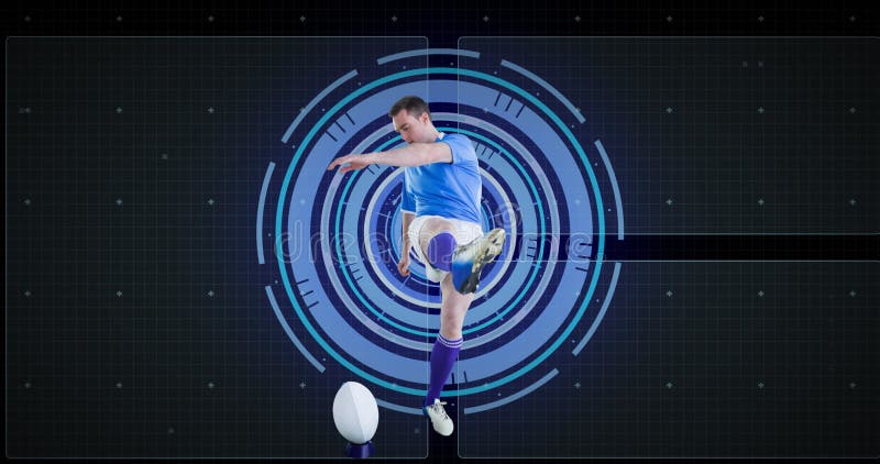 Image of Scope Scanning and Data Processing Over Caucasian Rugby Player ...