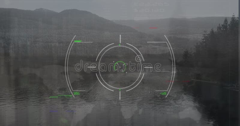 Image of Scope Scanning and Data Processing Over Cityscape Stock Photo ...