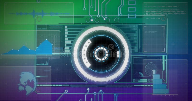 Image of Scope Scanning and Data Processing Over Computer Circuit Board Stock Illustration ...