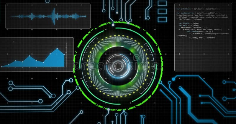 Image Of Scope Scanning And Data Processing Over Computer Circuit Board
