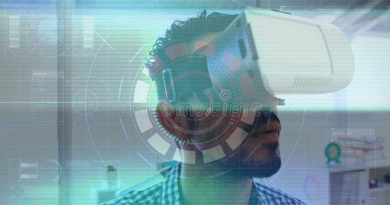 Image of Scope Scanning and Data Processing Over Man Wearing Vr Headset ...
