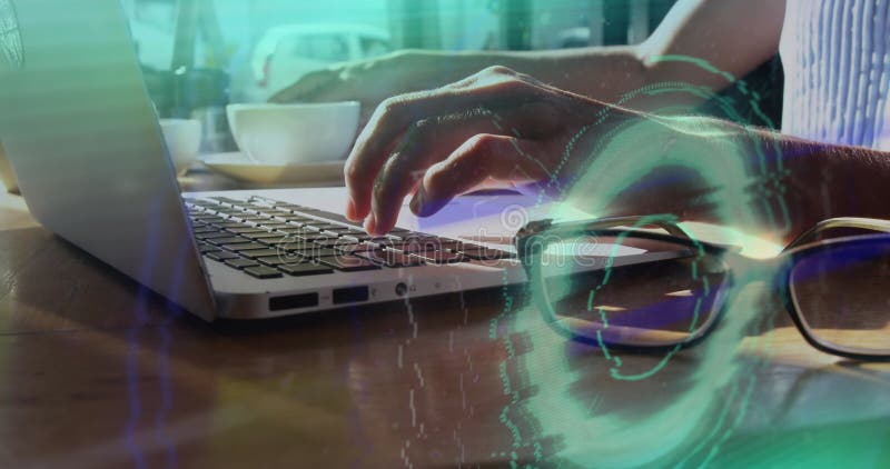 Image of Scope Scanning and Data Processing Over Person Using Laptop ...