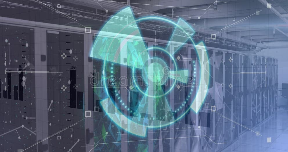 Image of Scope Scanning with Data Processing Over Server Room Stock ...