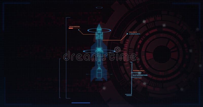 Image of Scope Scanning and Data Processing Over Spaceship Model Stock Illustration ...