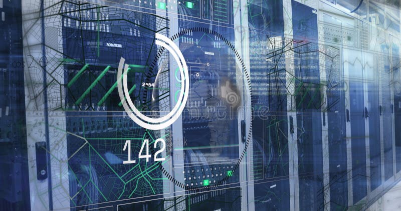 Image of Scope Scanning and Data Processing Over Tech Room Purple ...