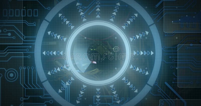 Image of Scope Scanning and Data Processing Over it Technician by Computer Server Stock Image ...