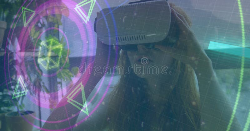 Image of Scope Scanning and Data Processing Over Woman Wearing Vr ...