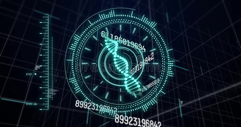 Image of Scope Scanning with Dna Strand Over Diagrams and Data ...