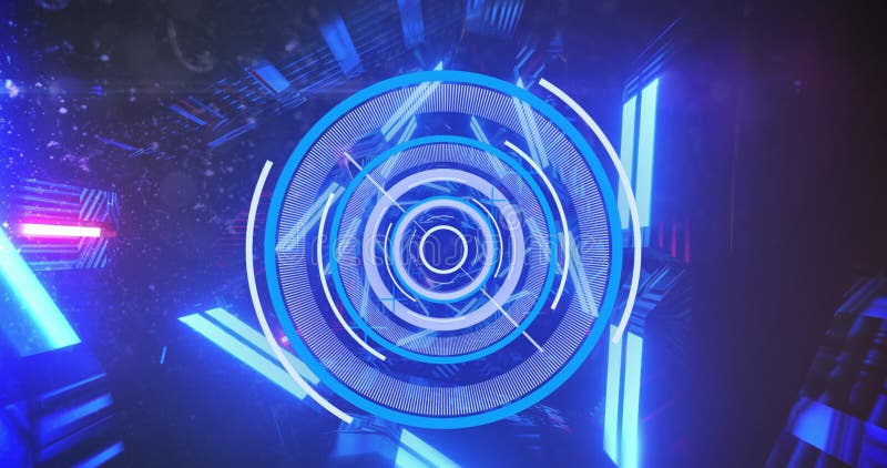 Image of Scope Scanning and Flashing Neon Lines on Blue Background ...