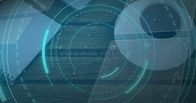 Image of Scope Scanning with 5g Text and Data Processing Over Desk with ...