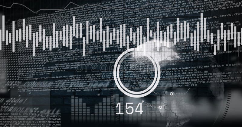Image of Scope Scanning and Globe Over Data Processing on Black Background Stock Illustration ...