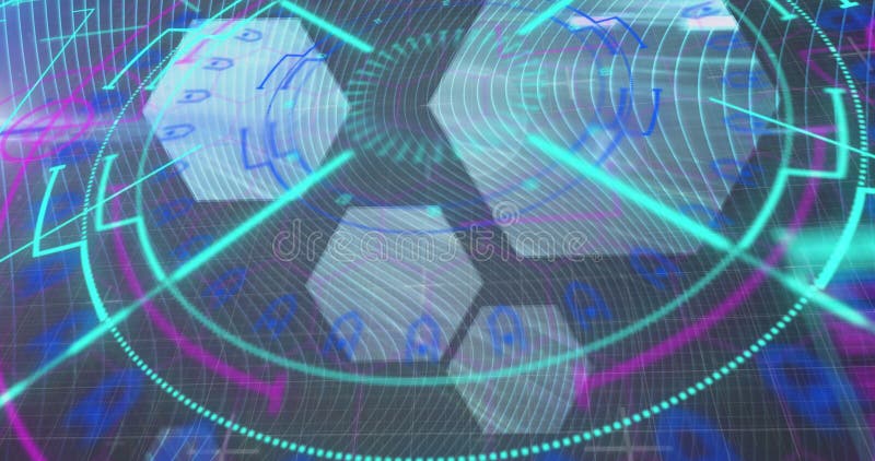 Image of Scope Scanning and Hexagons Over Grid in Background Stock ...