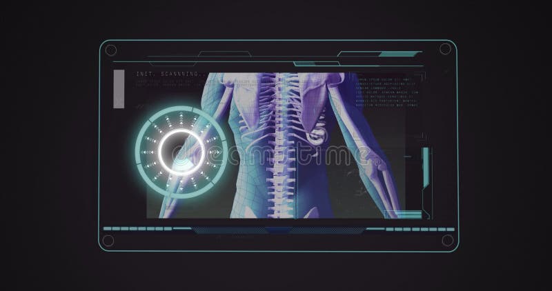 Image of Scope Scanning and Human Body Spinning on Screen Stock Photo ...