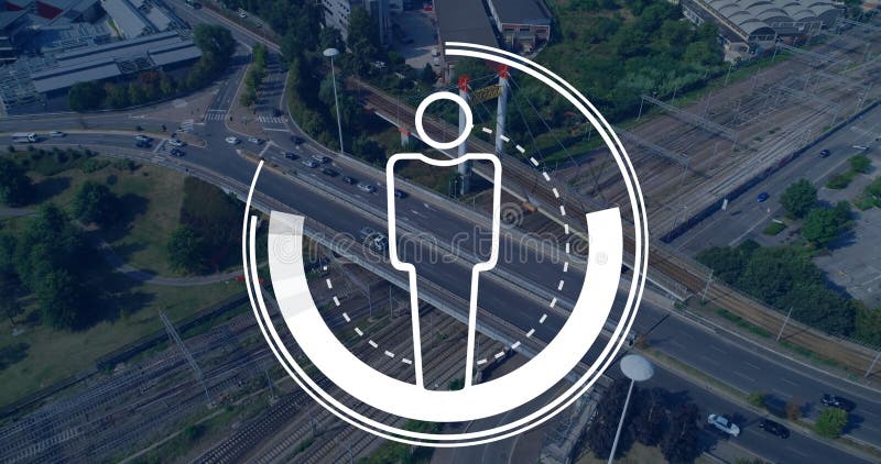 Image of Scope Scanning with Man Icon Over Cityscape Stock Illustration ...