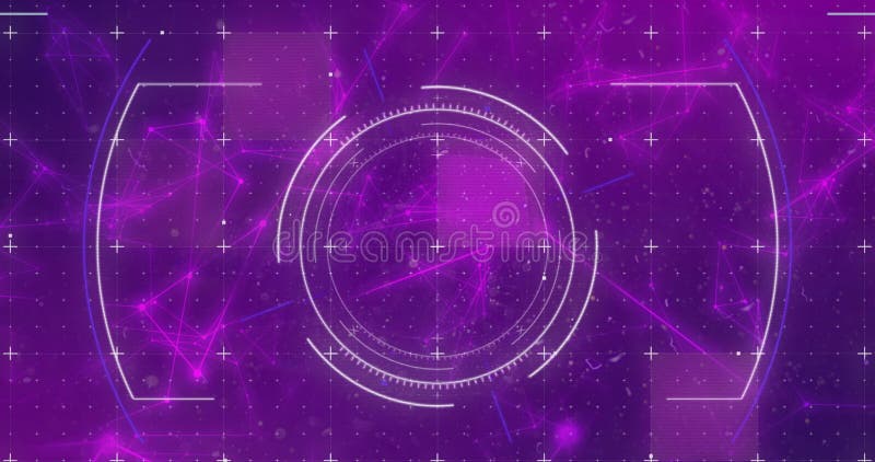 Image of Scope Scanning and Network of Connections on Purple Background ...