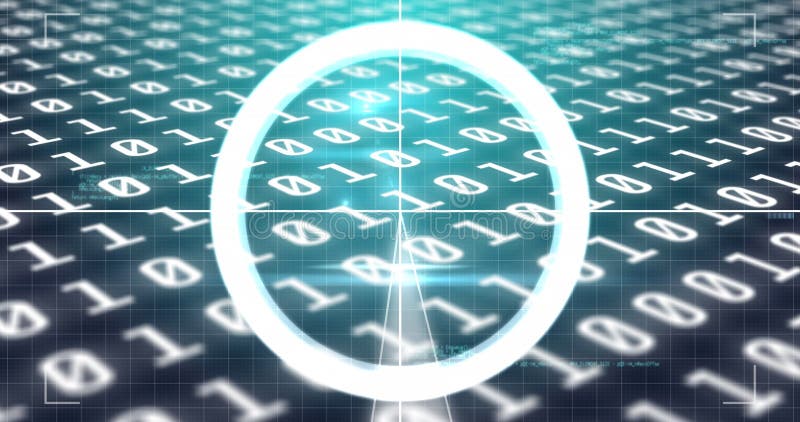 Image Of Scope Scanning Over Binary Coding Data Processing Stock