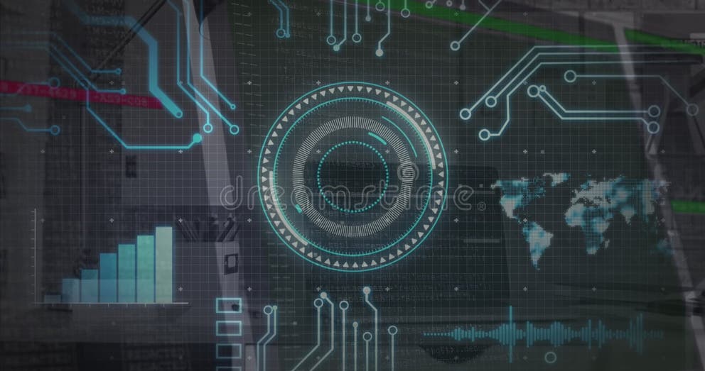 Image of Scope Scanning Over Data Processing and Computer Motherboard ...