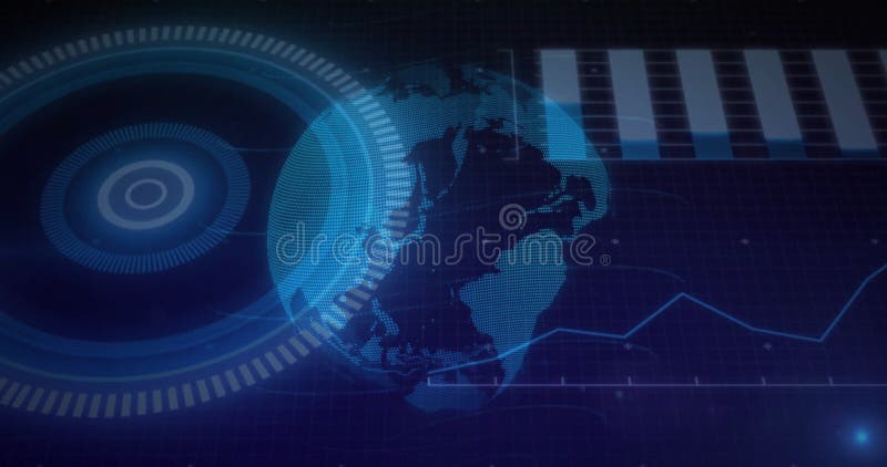 Image of Scope Scanning Over Diagrams and Globe Stock Image - Image of ...