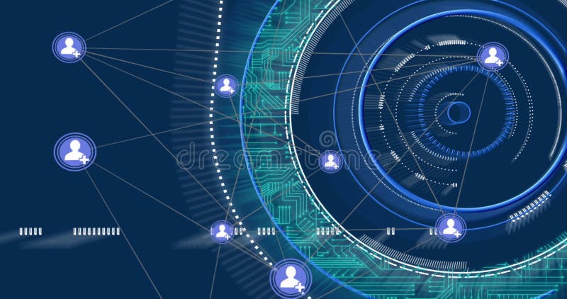 Image of Scope Scanning Over Network of Connections with Icons Stock ...