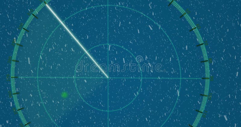Image of Scope Scanning Over Snow Falling on Blue Background Stock ...