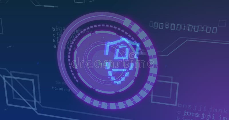 Image of Scope Scanning with Padlock Icon Over Data Processing Stock Illustration - Illustration ...