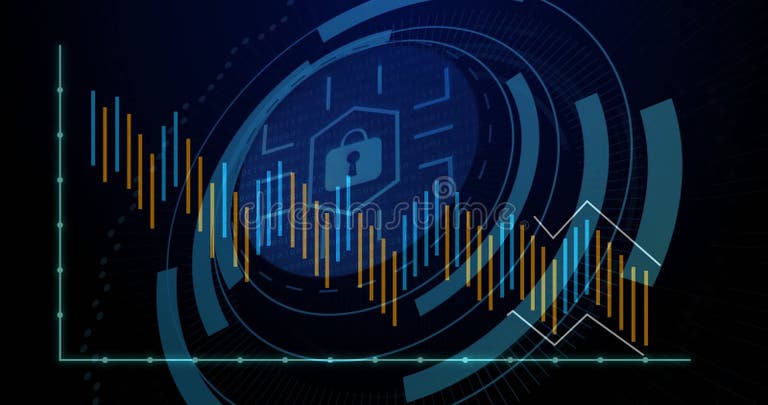 Image of Scope Scanning and Padlock Over Diagram Stock Photo - Image of ...