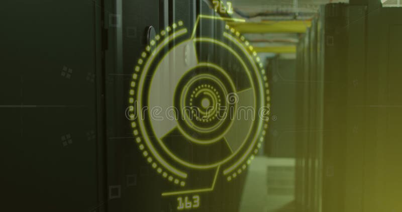 Image of Scope Scanning with Shapes Over Server Room Stock Illustration ...