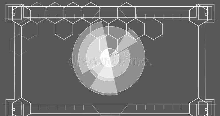 Image of Scope Scanning with White Hexagons and Markers on Grey ...