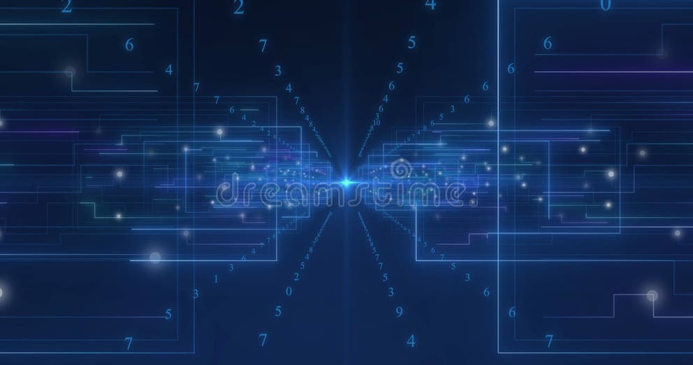 Image of Scopes Scanning and Data Processing with Binary Coding on Blue Background Stock Photo ...